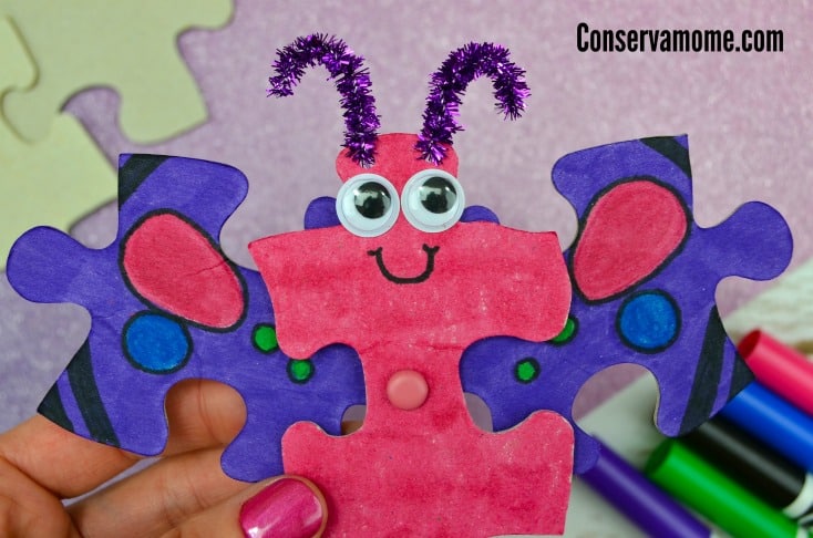 Butterfly Puzzle Craft with Flapping wings - An easy Spring craft!