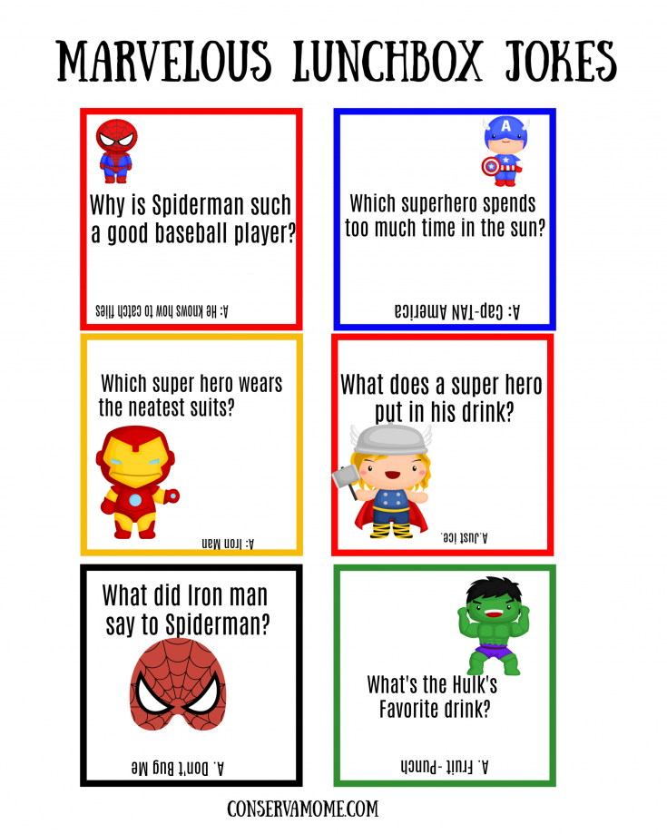 Superhero Jokes + Free Printable Superhero Lunch Box Notes