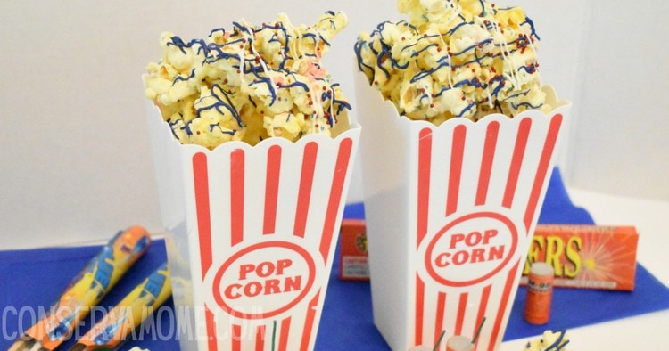 Red, White and Blue FireCracker Popcorn -A Patriotic Dessert Recipe