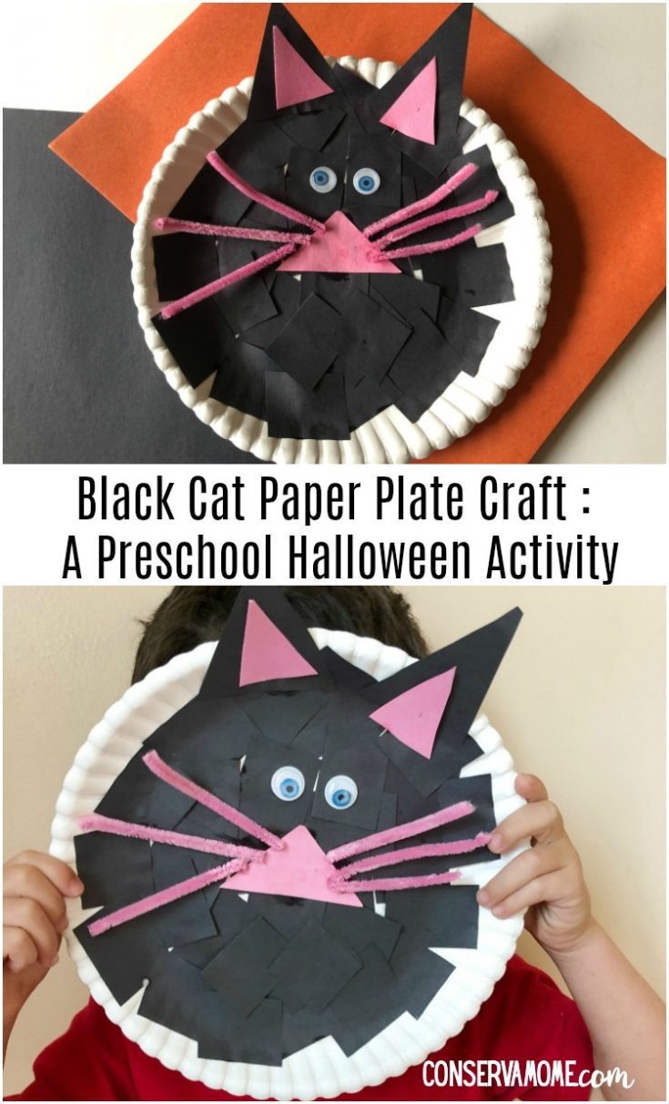 Black Cat Paper Plate Craft A :preschool Halloween Activity