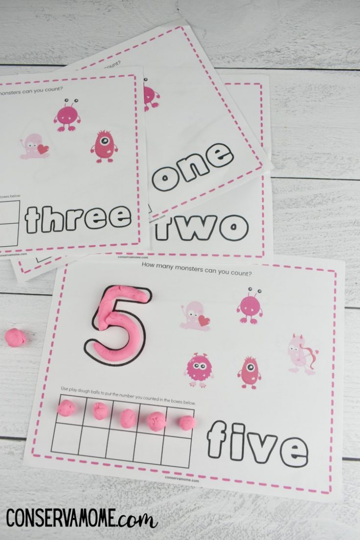 Printable Valentine's Day Number Playdough Mat - ConservaMom