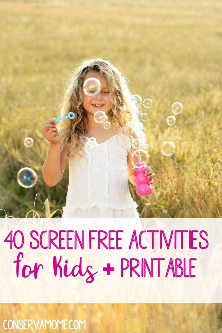 40 Screen Free Activities for Kids + Printable - ConservaMom