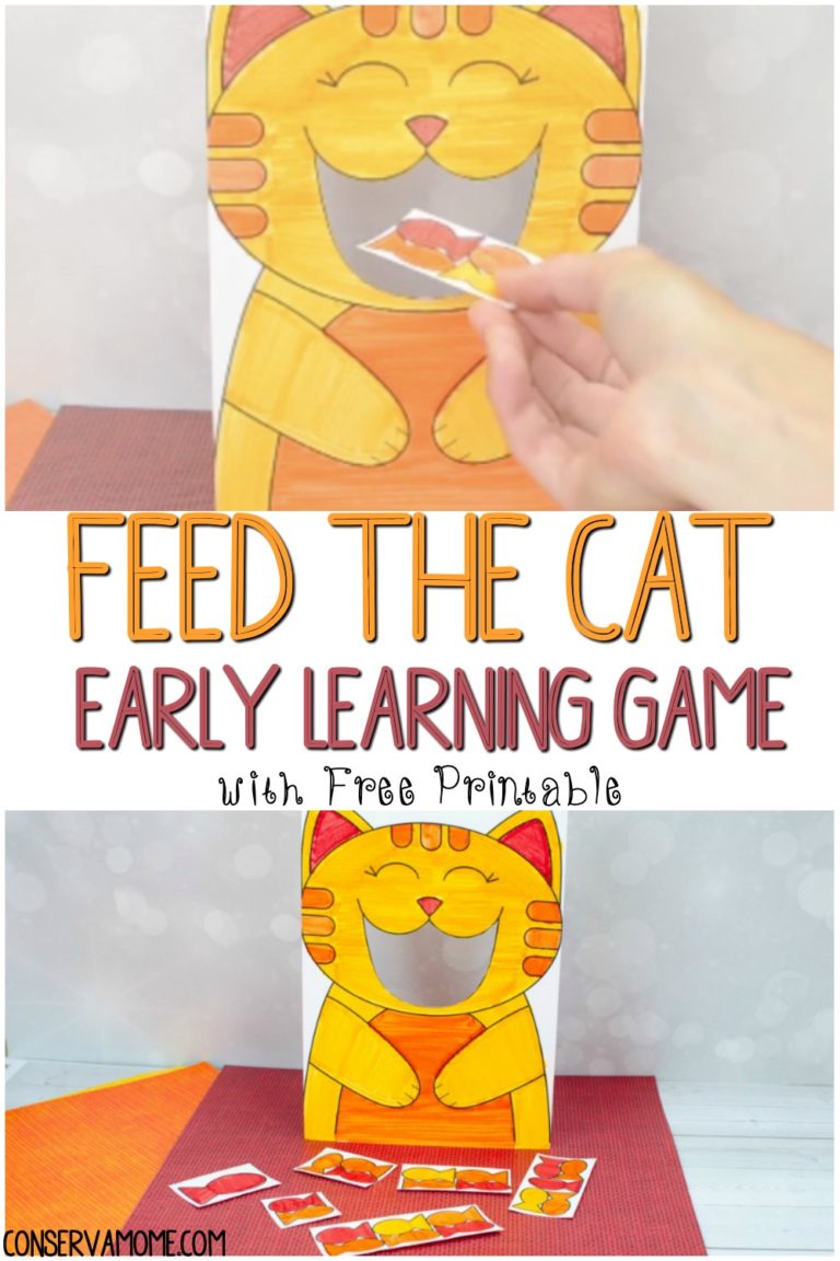 Feed the Cat Early Learning Game with Free Printable - ConservaMom