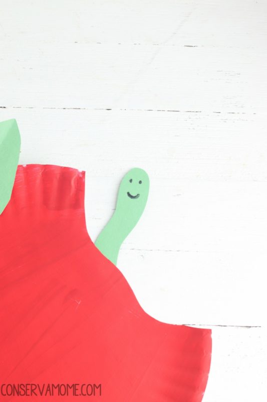 Apple with Worm Paper Plate craft for kids - ConservaMom