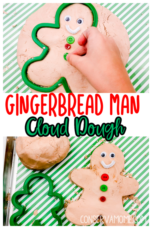 Gingerbread Man Cloud Dough Sensory play activity - ConservaMom