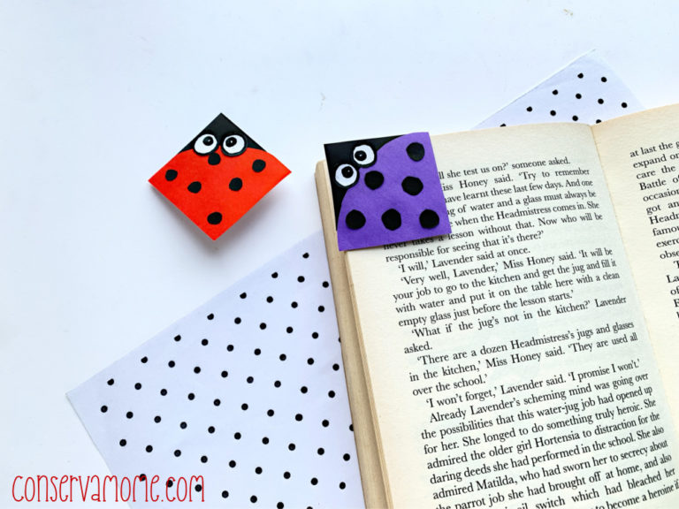 How to make a Ladybug Corner Bookmark - ConservaMom