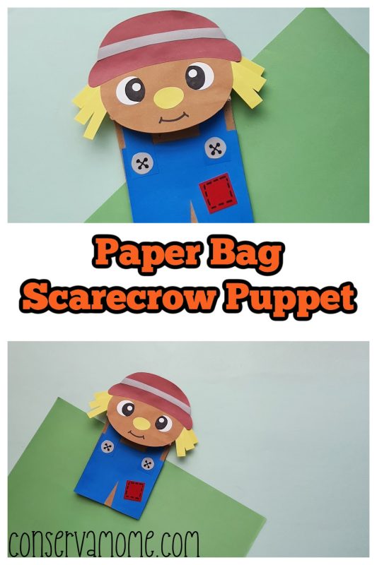 Whimsical Paper Bag Scarecrow puppet craft for Kids