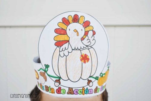 Printable Thanksgiving Day Crown for Kids (Spanish & English)