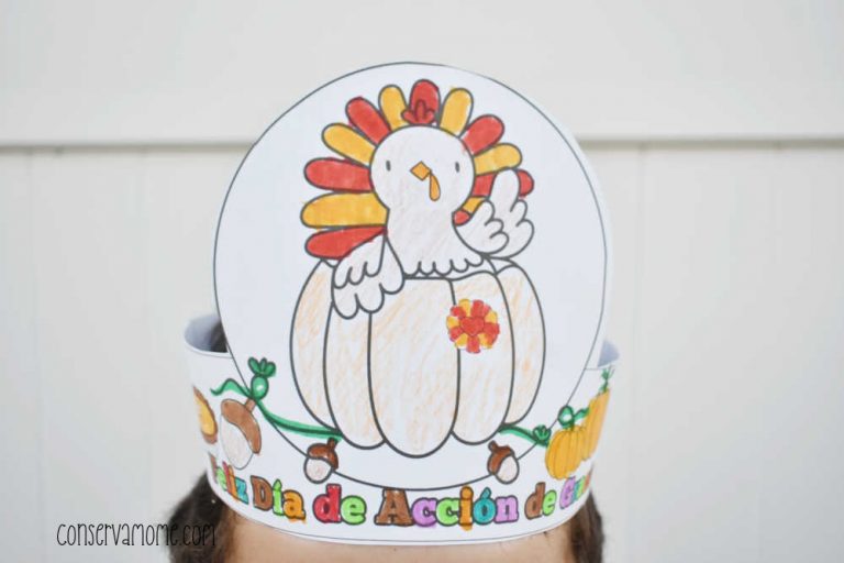 Printable Thanksgiving Day Crown for Kids (Spanish & English)