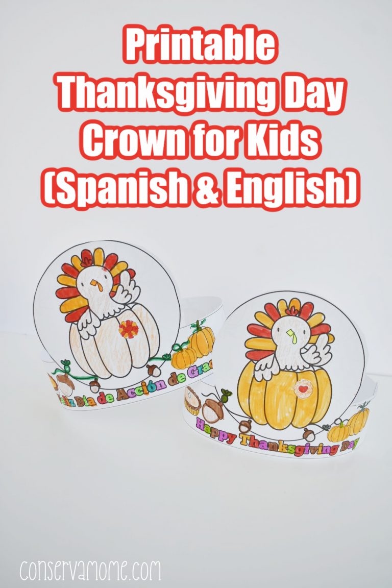 Printable Thanksgiving Day Crown for Kids (Spanish & English)