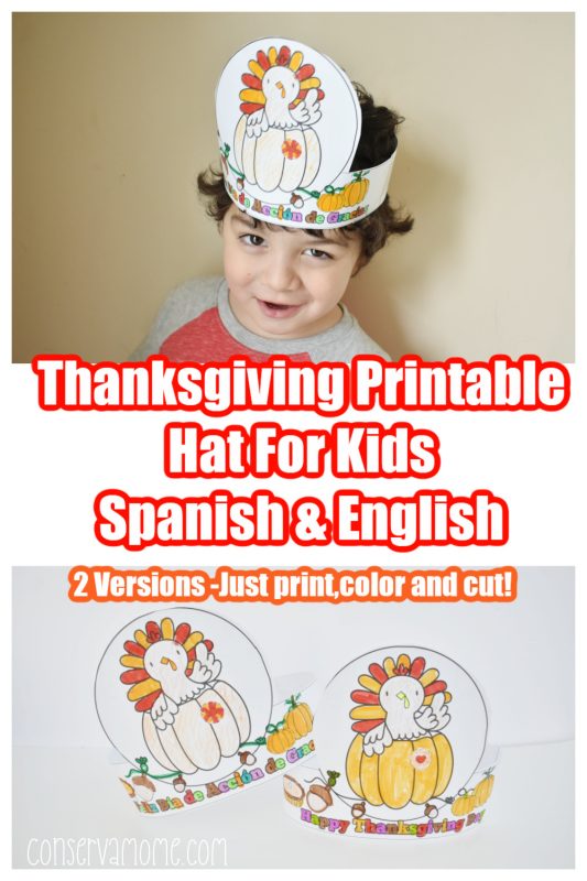 Printable Thanksgiving Day Crown for Kids (Spanish & English)