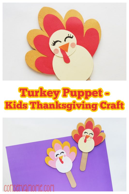 Turkey Puppet Craft-Kids Thanksgiving Craft - ConservaMom