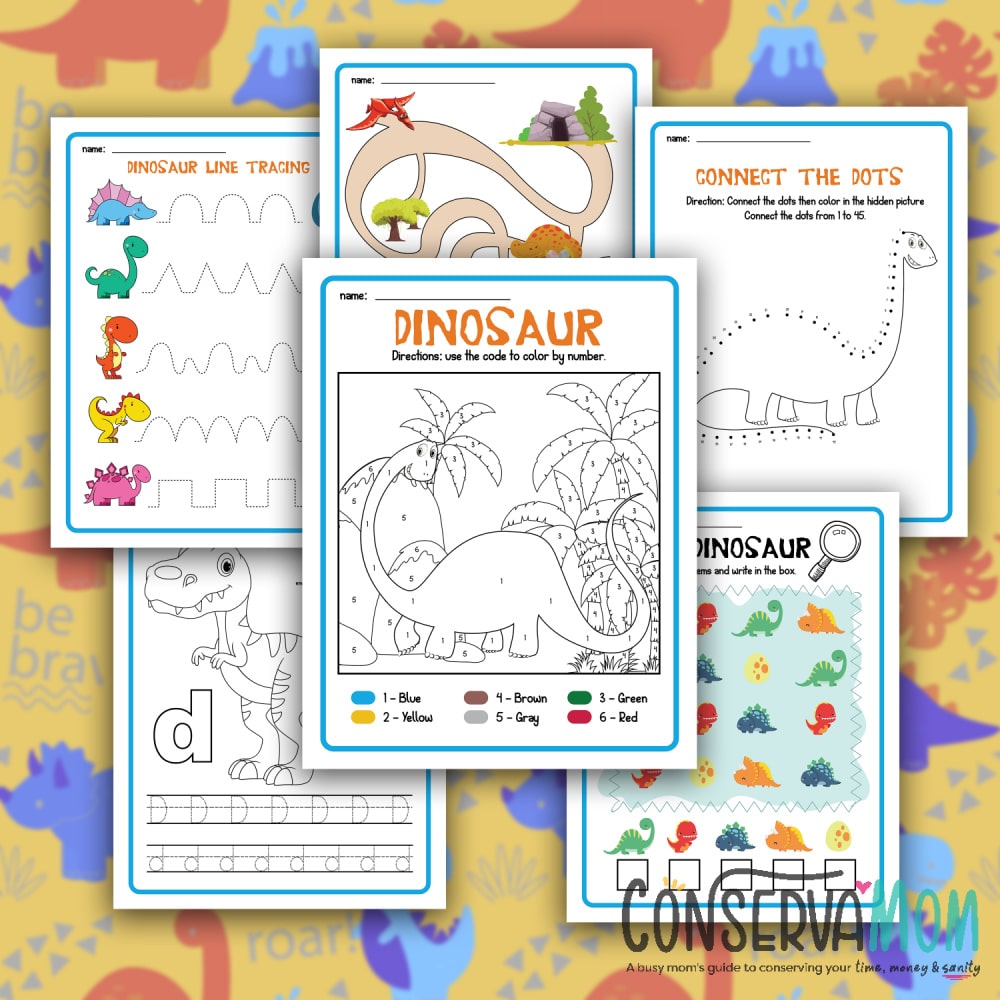 Dinosaur Activity Pages - ConservaMom