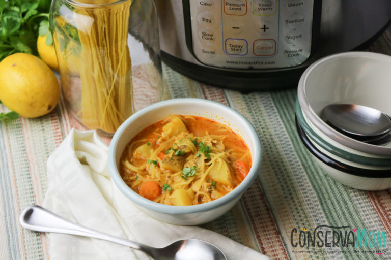 Instant Pot Cuban Chicken Noodle Soup - ConservaMom
