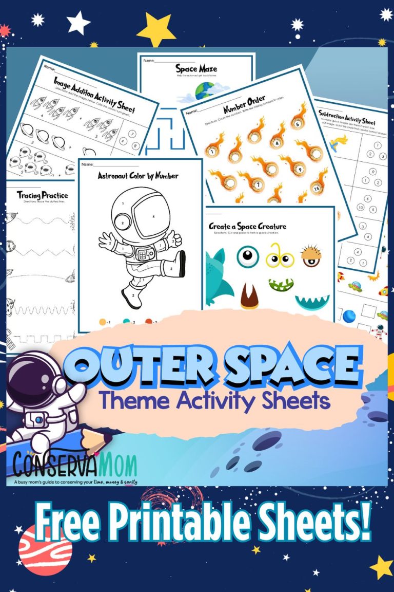 Free Printable Space Activity Pages - ConservaMom
