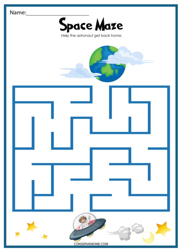 Free Printable Space Activity Pages - ConservaMom