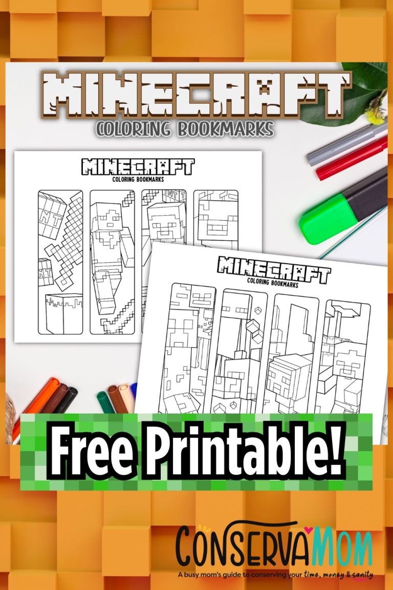 Free Printable Minecraft Coloring Bookmarks - ConservaMom