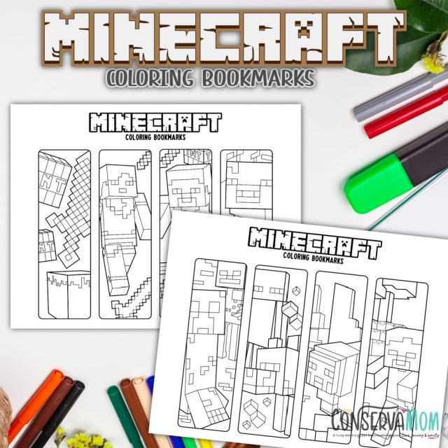 Free Printable Minecraft Coloring Bookmarks - ConservaMom