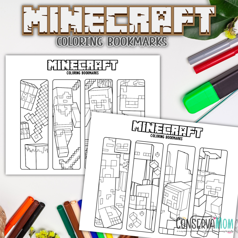Free Printable Minecraft Coloring Bookmarks - ConservaMom