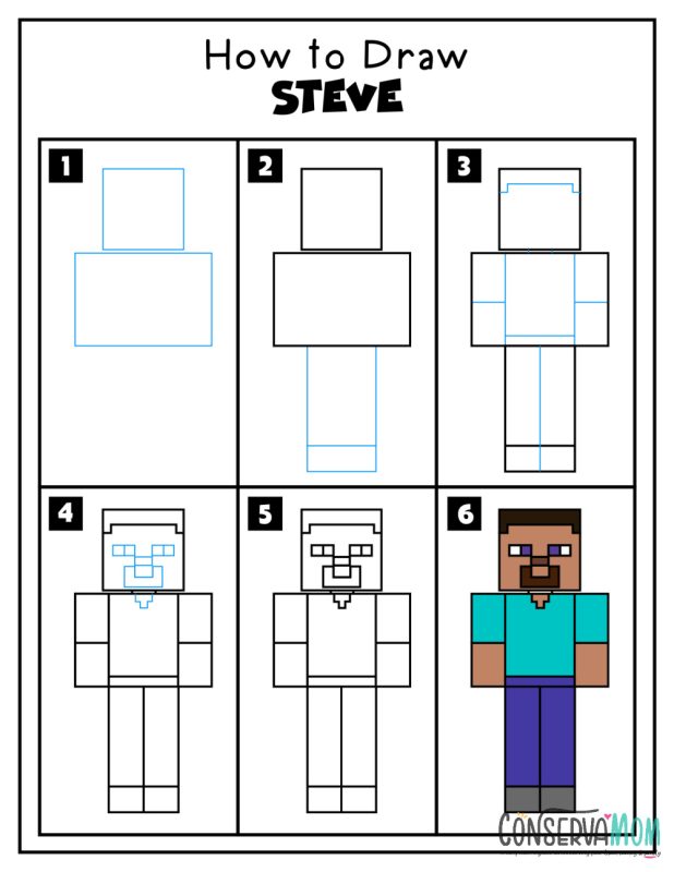 How to draw Minecraft- Minecraft Directed Drawing - ConservaMom