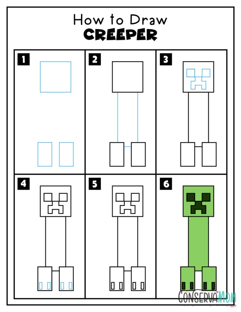 How to draw Minecraft- Minecraft Directed Drawing - ConservaMom
