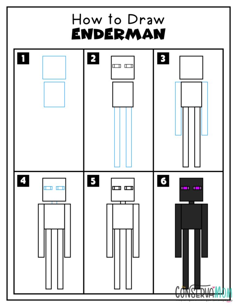 How to draw Minecraft- Minecraft Directed Drawing - ConservaMom