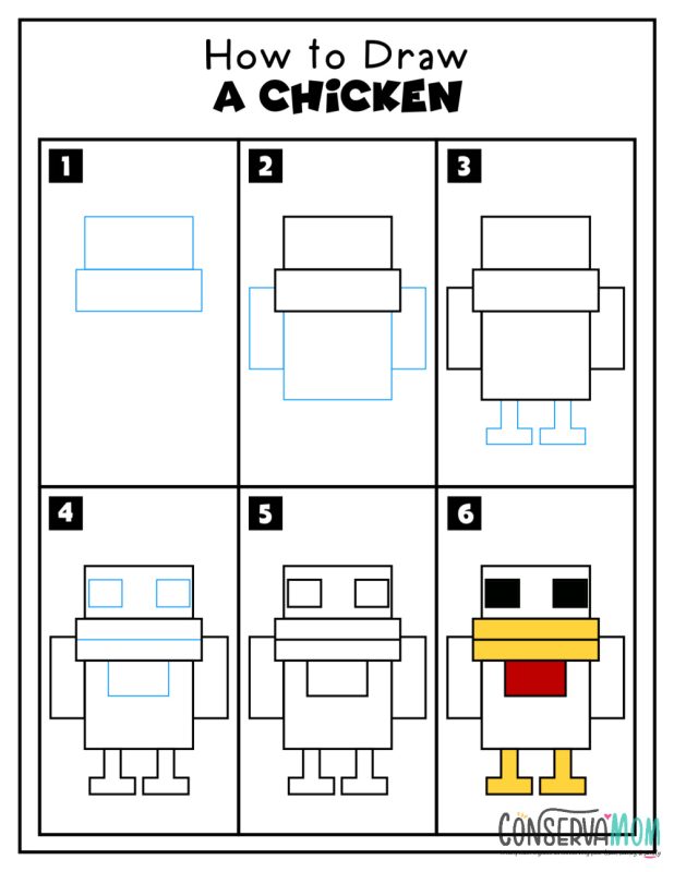 How to draw Minecraft- Minecraft Directed Drawing - ConservaMom