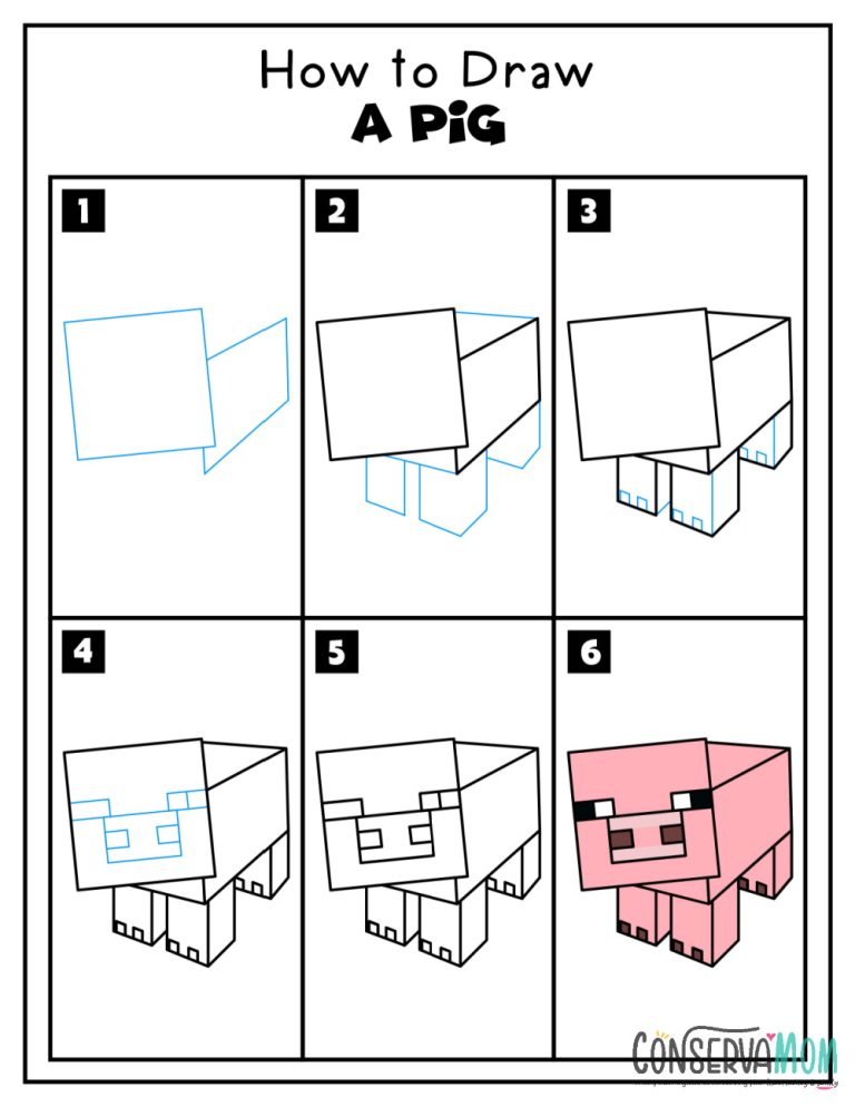 How to draw Minecraft- Minecraft Directed Drawing - ConservaMom