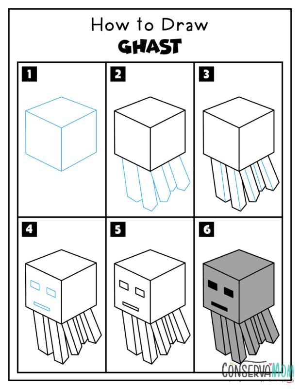 How to draw Minecraft- Minecraft Directed Drawing - ConservaMom