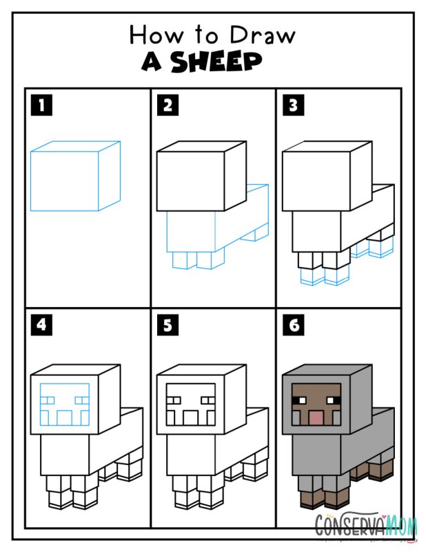 How to draw Minecraft- Minecraft Directed Drawing - ConservaMom