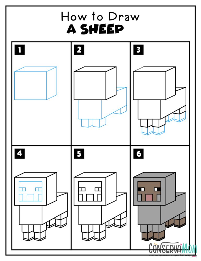 How to draw Minecraft- Minecraft Directed Drawing - ConservaMom