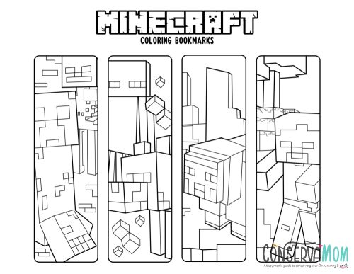 Free Printable Minecraft Coloring Bookmarks - ConservaMom
