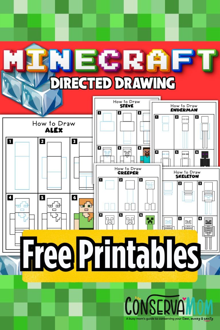 How to draw Minecraft- Minecraft Directed Drawing - ConservaMom