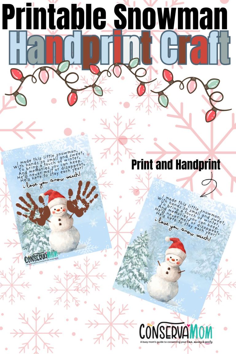 Snowman Handprint Craft (Free Printable) - ConservaMom
