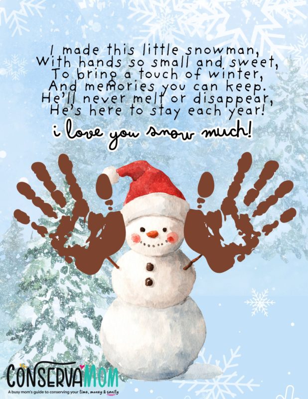 Snowman Handprint Craft (Free Printable) - ConservaMom
